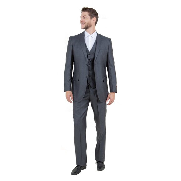 Tazio | Suits & Blazers | Modern Fit Sharkskin 3pc Mens Suit Set Steel ...